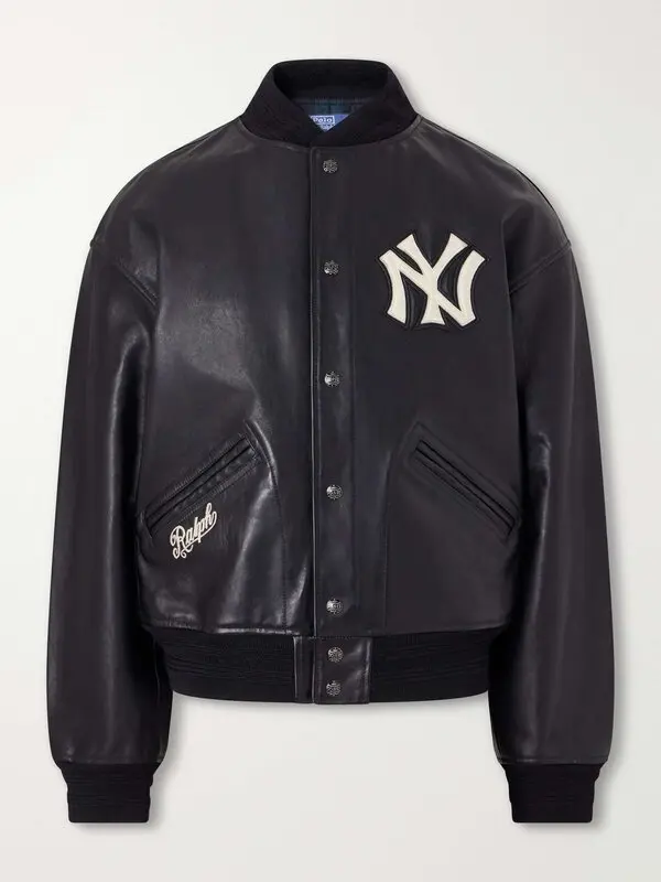 Polo Ralph Lauren Mlb Appliquéd Leather Varsity Jacket