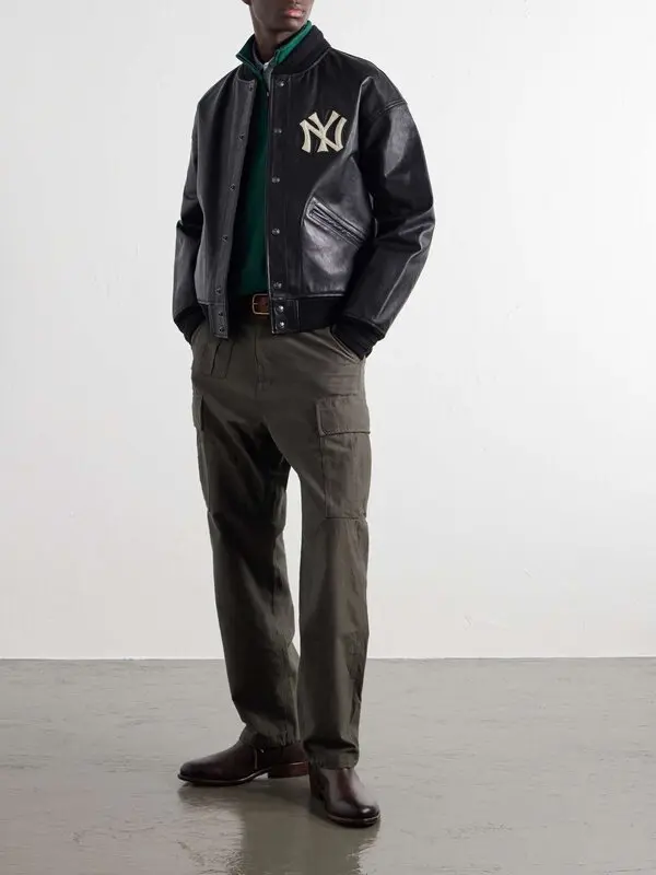 Polo Ralph Lauren Mlb Appliquéd Leather Varsity Jacket