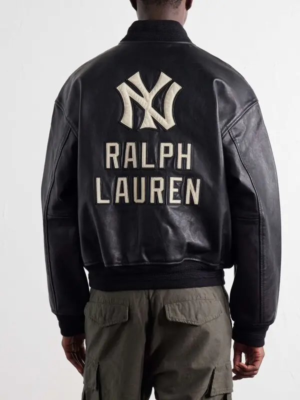 Polo Ralph Lauren Mlb Appliquéd Leather Varsity Jacket