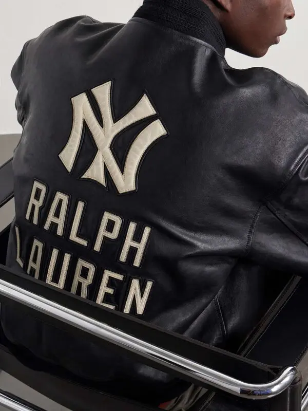 Polo Ralph Lauren Mlb Appliquéd Leather Varsity Jacket
