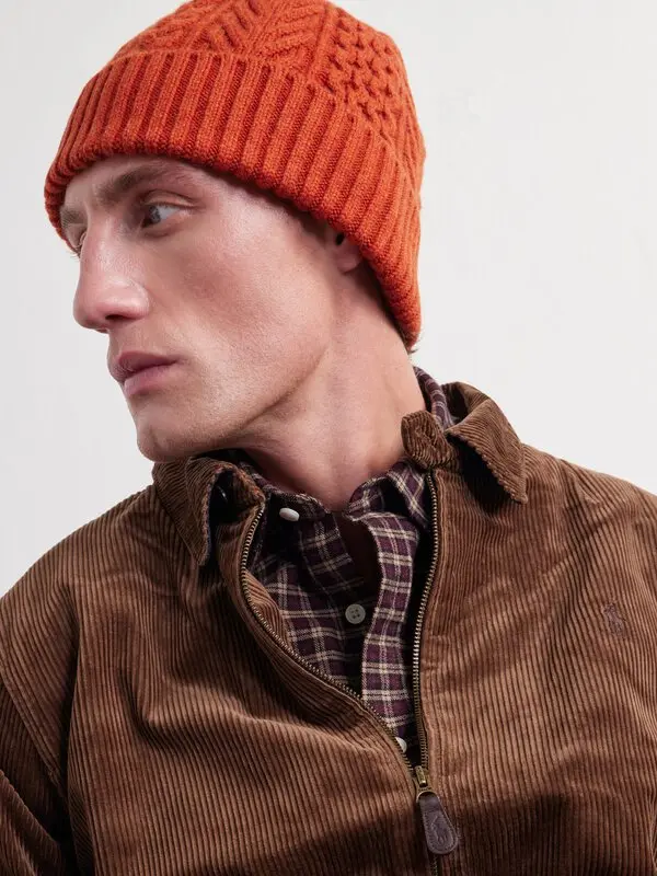 ORSLOW Aran Wool Beanie - Orange