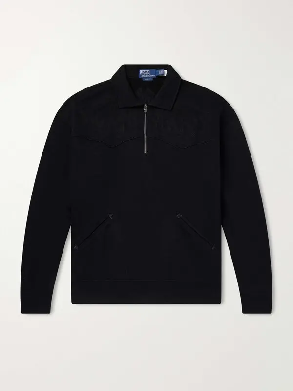Polo Ralph Lauren Mlb Embroidered Cotton-jersey Half-zip Sweatshirt