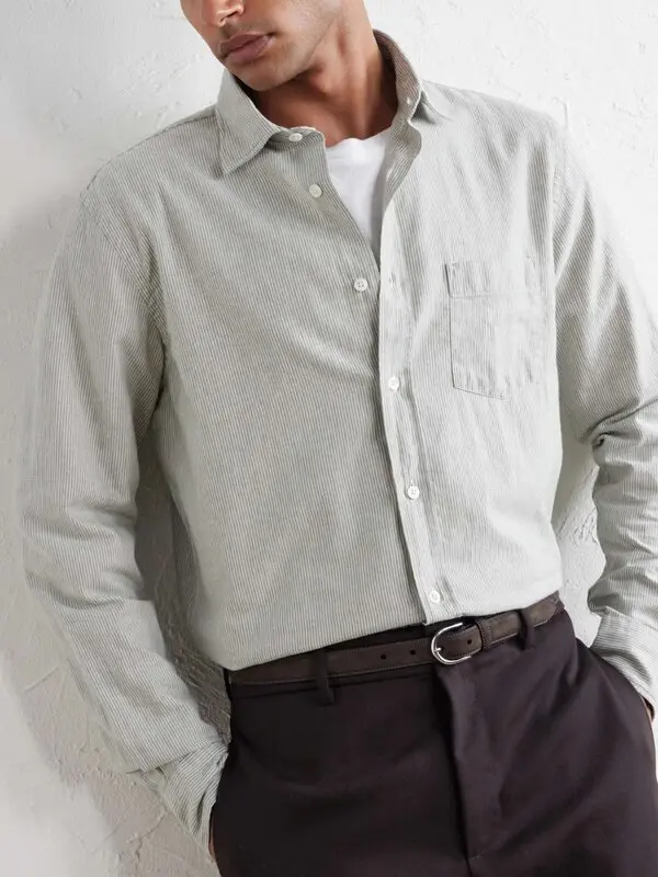 Hartford Paul Striped Cotton-flannel Shirt