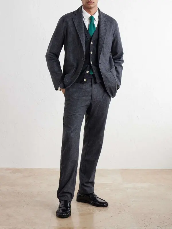 Hartford Taylor Tapered Pinstriped Wool-blend Trousers