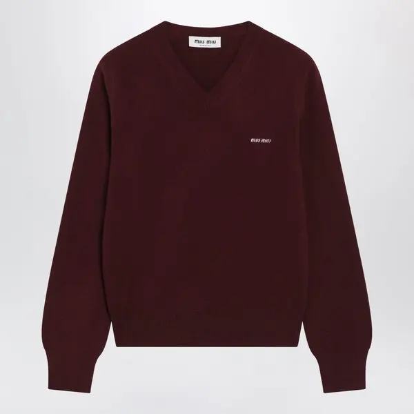 Miu Miu Amaranto V-neck Wool Sweater - Red