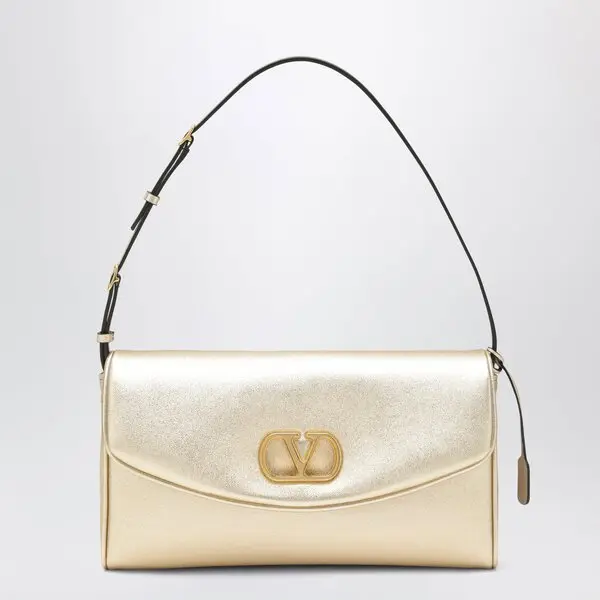 Valentino Garavani Gold-tone Vlogo Signature Bag With Metallic Finish - Silver