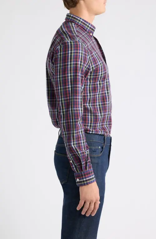 Johnnie-o Battery Pane Plaid Performance Button-down Shirt - Navy