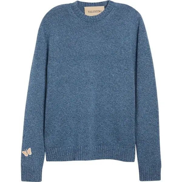 Valentino Garavani Butterfly Embroidered Wool Mouline Sweater