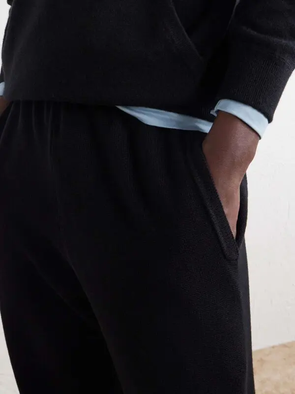 GHIAIA Tapered Ribbed Cotton Sweatpants