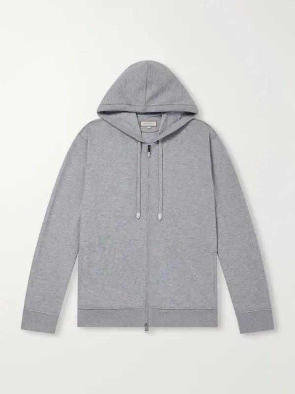 Canali Hooded Cotton-blend Jersey Sweatshirt - Gray