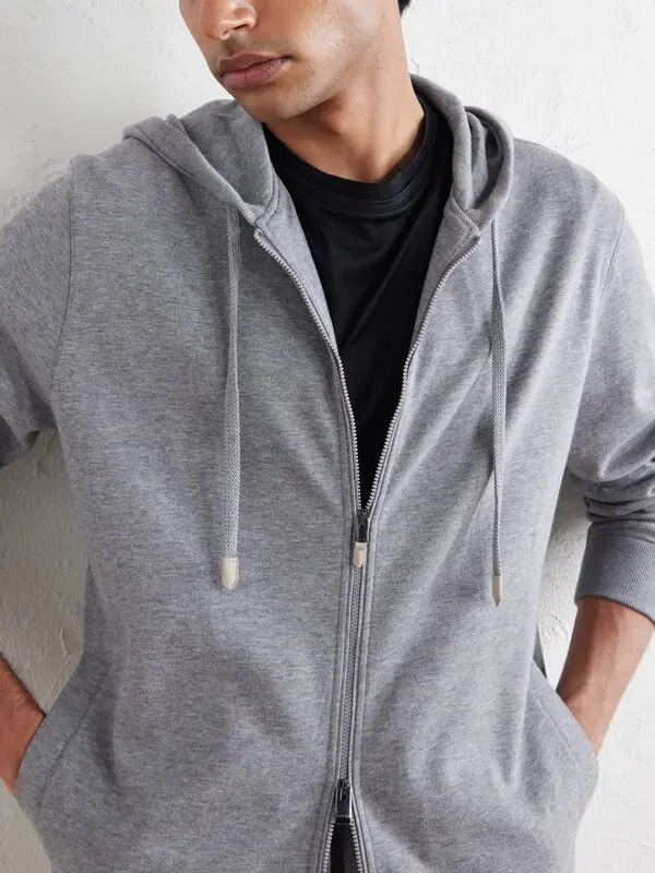 Canali Hooded Cotton-blend Jersey Sweatshirt