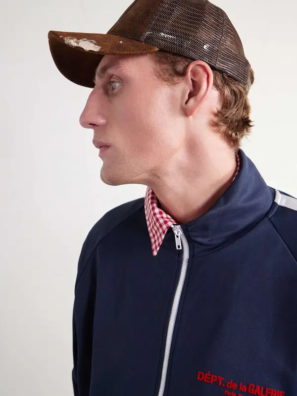 GALLERY DEPT. Chateau Ranch Debossed Paint-splattered Leather And Mesh Baseball Cap