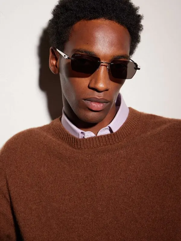 Cartier Motif De Square-frame -tone Titanium Sunglasses