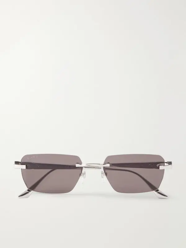 Cartier Motif De Square-frame -tone Titanium Sunglasses - Silver