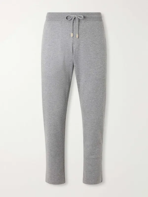 Canali Straight-leg Cotton-blend Jersey Sweatpants - Gray