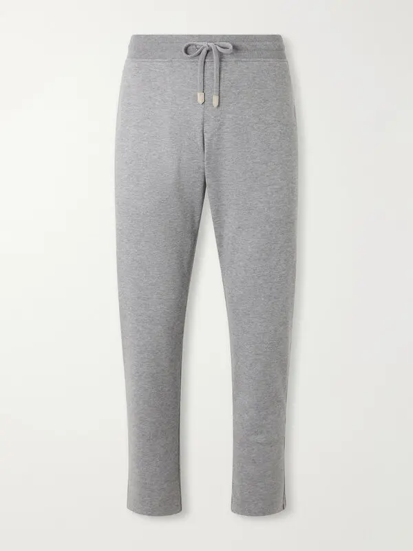 Canali Straight-leg Cotton-blend Jersey Sweatpants - Gray
