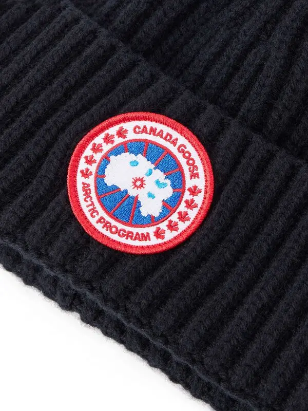 Canada Goose Logo-appliquéd Ribbed Wool And Cashmere-blend Beanie