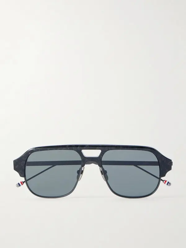 Thom Browne Aviator-style Acetate And Titanium Sunglasses - Black