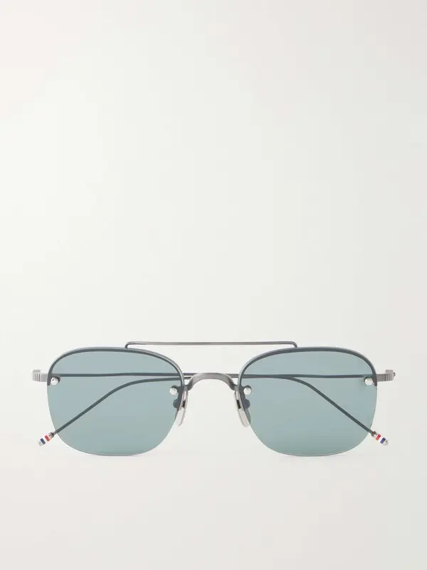 Thom Browne Aviator-style Gold-pleated Titanium Sunglasses
