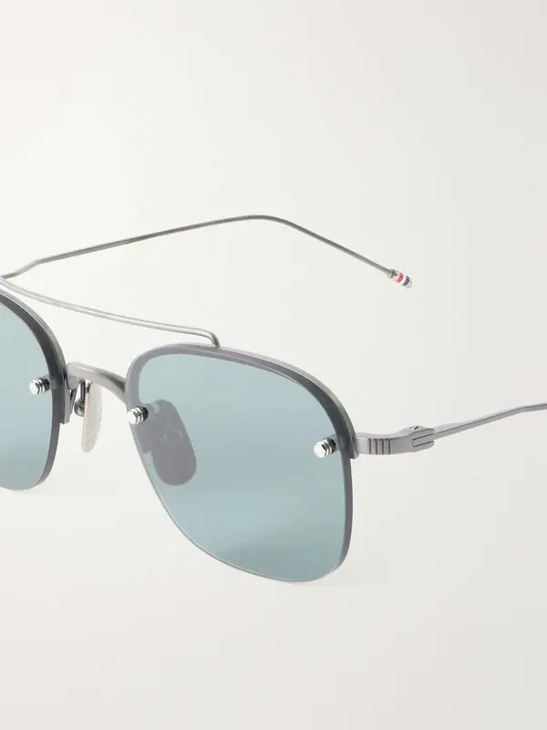 Thom Browne Aviator-style Gold-pleated Titanium Sunglasses