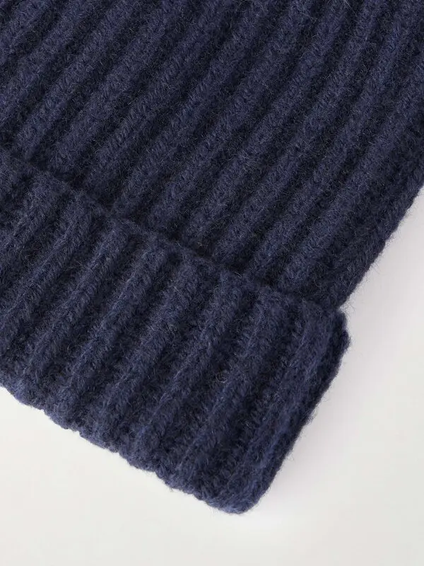 PIACENZA CASHMERE 1733 Ribbed Cashmere Beanie - Navy