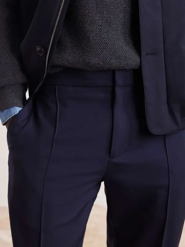 Zegna Tapered Pleated Wool-canvas Trousers