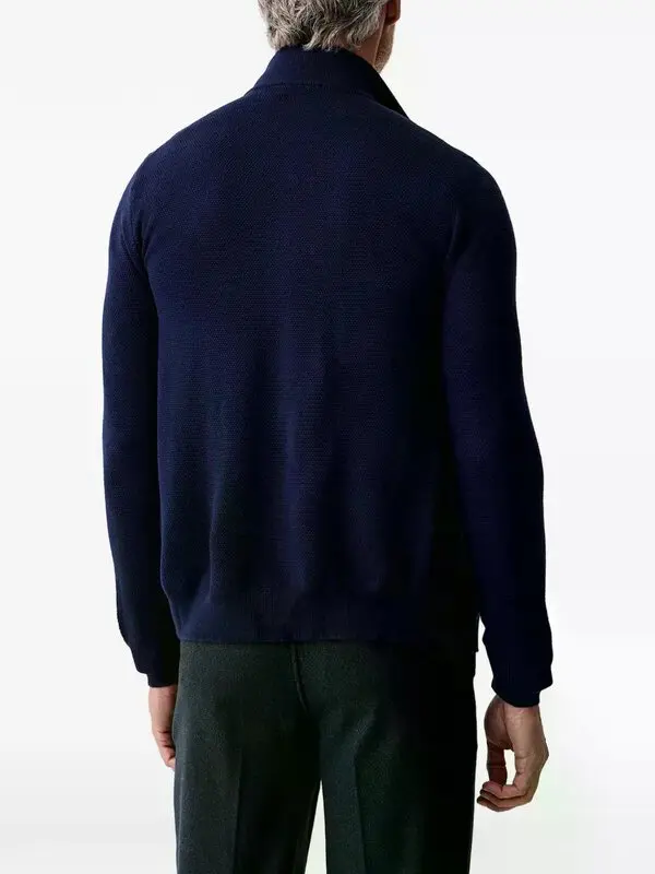 TRUSSARDI Zip-up Textured-knit Cardigan