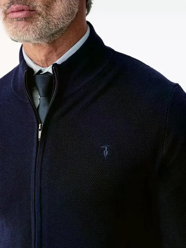 TRUSSARDI Zip-up Textured-knit Cardigan