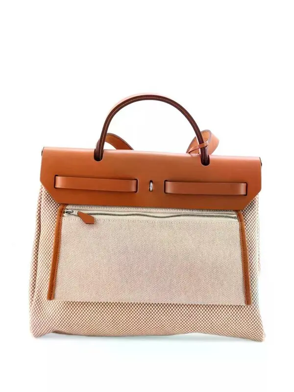 Hermès Herbag Zip Criss Viking Toile And Leather 31 Shoulder Bag - Neutrals