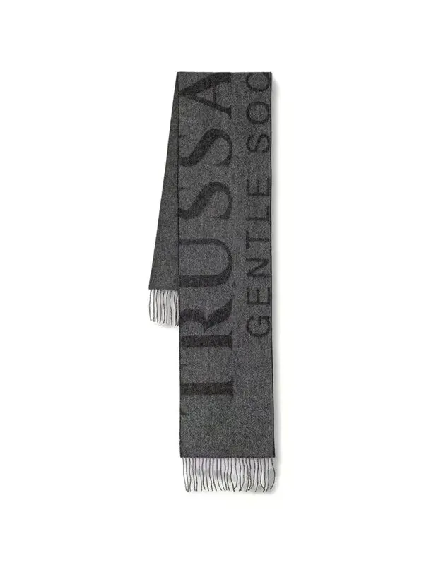 TRUSSARDI Gentle Society Logo-print Fringed Scarf - Grey