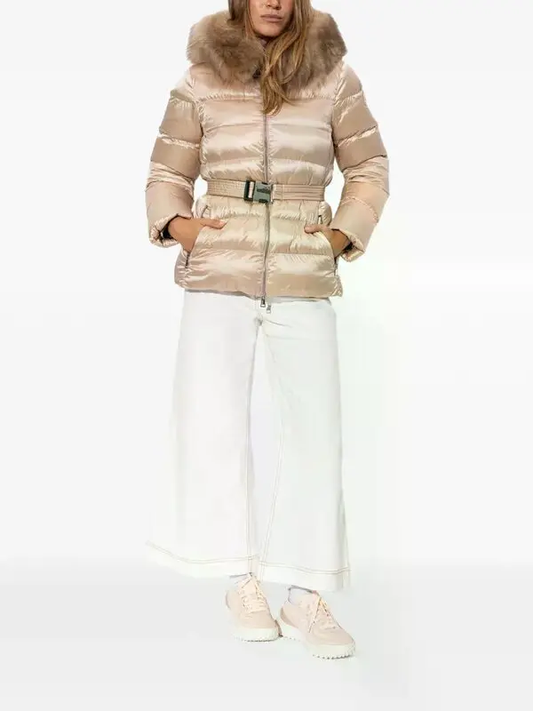 Moncler Cupidones Belted Puffer Jacket - Neutrals