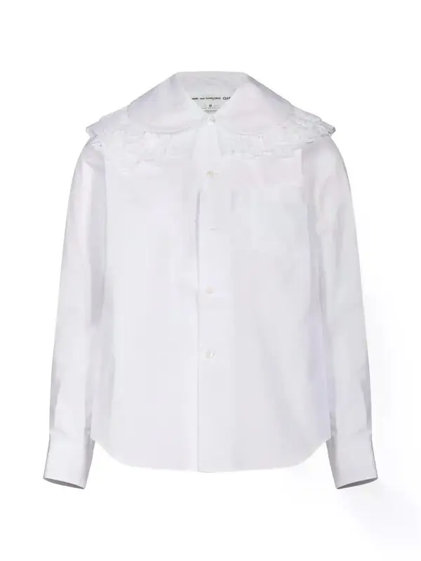 Comme Des Garçons Ruffled Broderie-anglaise Shirt - White