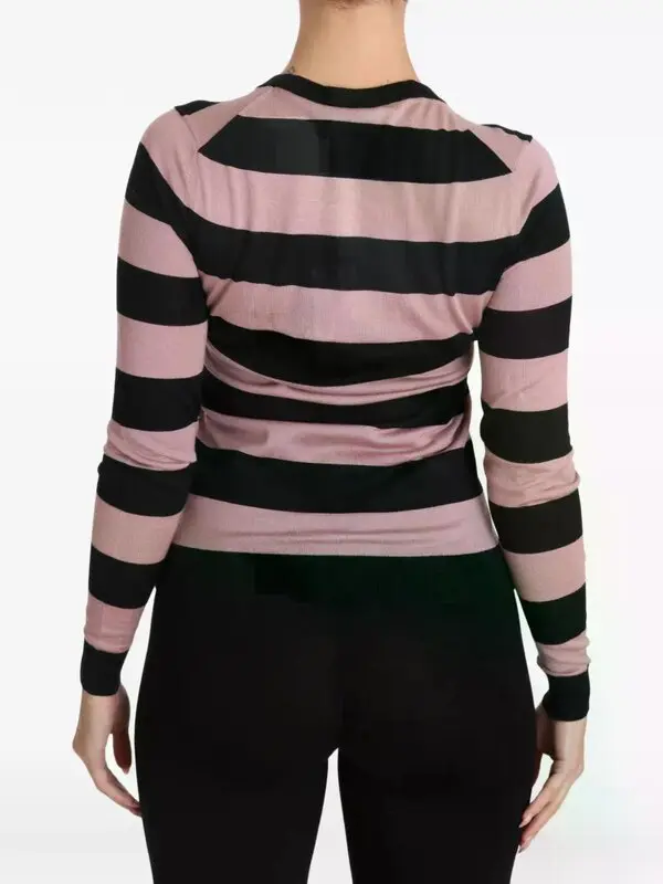 Dolce & Gabbana Striped Floral-embroidered Cardigan