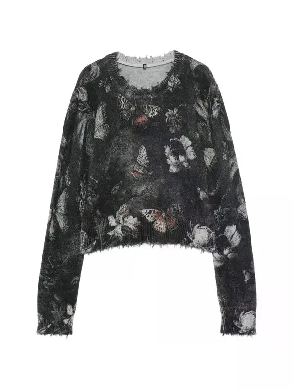 R13 Butterfly-print Distressed Sweater