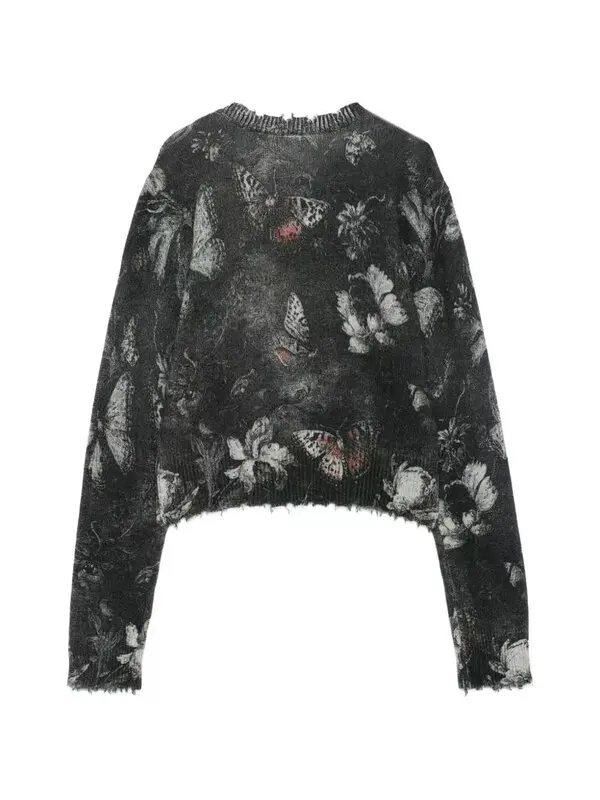 R13 Butterfly-print Distressed Sweater
