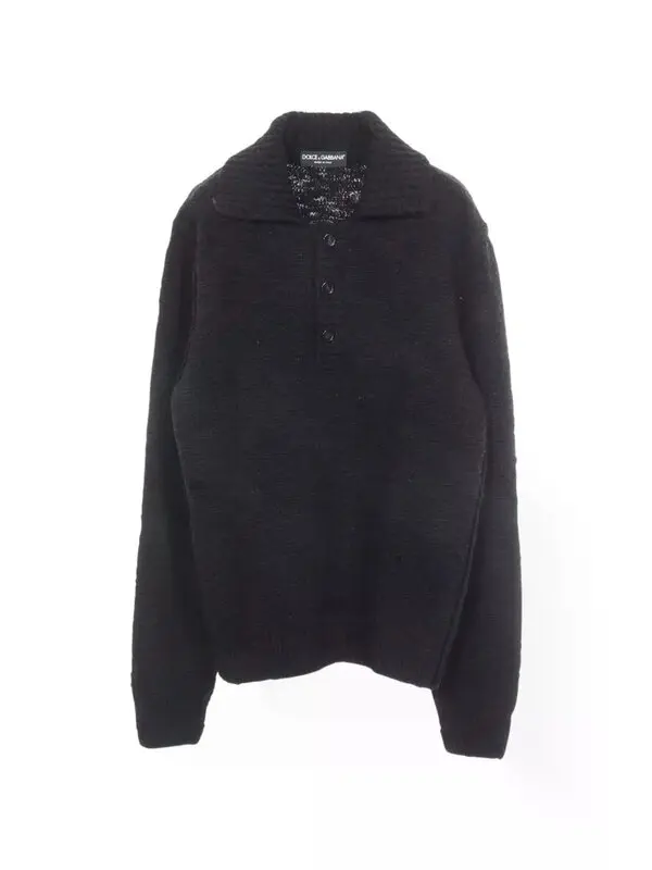 Dolce & Gabbana 2010 Knit Long-sleeve Polo Shirt - Black