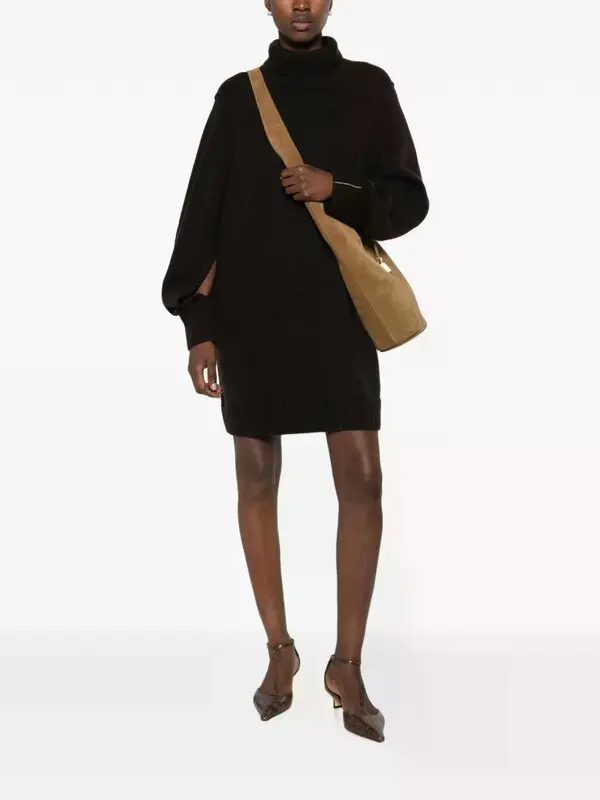 Eric Bompard Split-sleeve Mock-neck Mini Dress