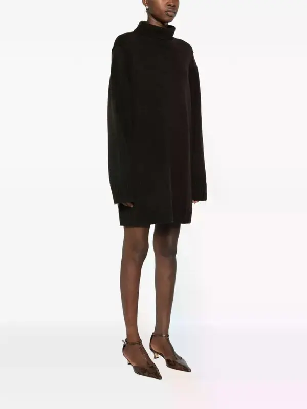 Eric Bompard Split-sleeve Mock-neck Mini Dress