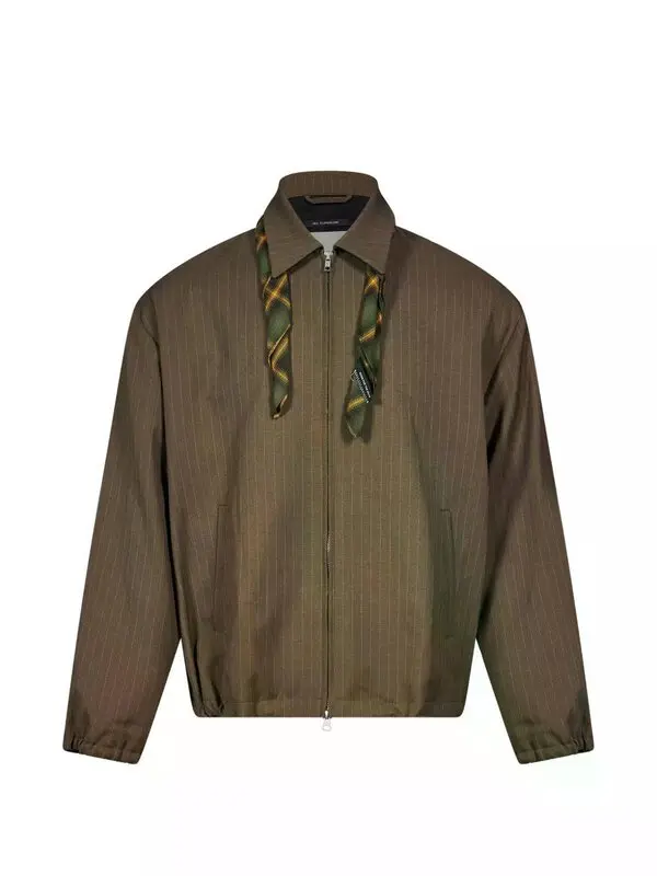 SONG FOR THE MUTE Pinstripe-pattern Scarf-detail Jacket