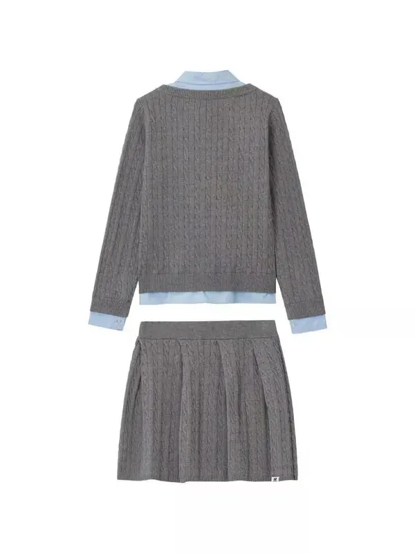 CHOCOOLATE Cable-knit Logo-patch Sweater And Skirt Set