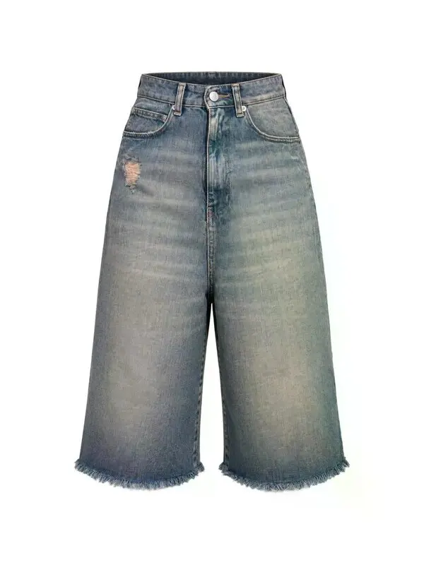 VICOLO Distressed Frayed-hem Shorts
