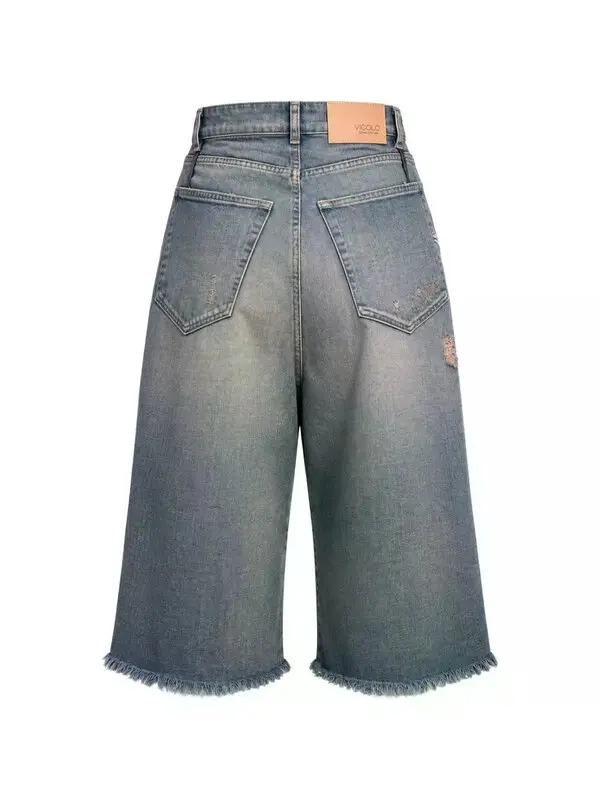 VICOLO Distressed Frayed-hem Shorts