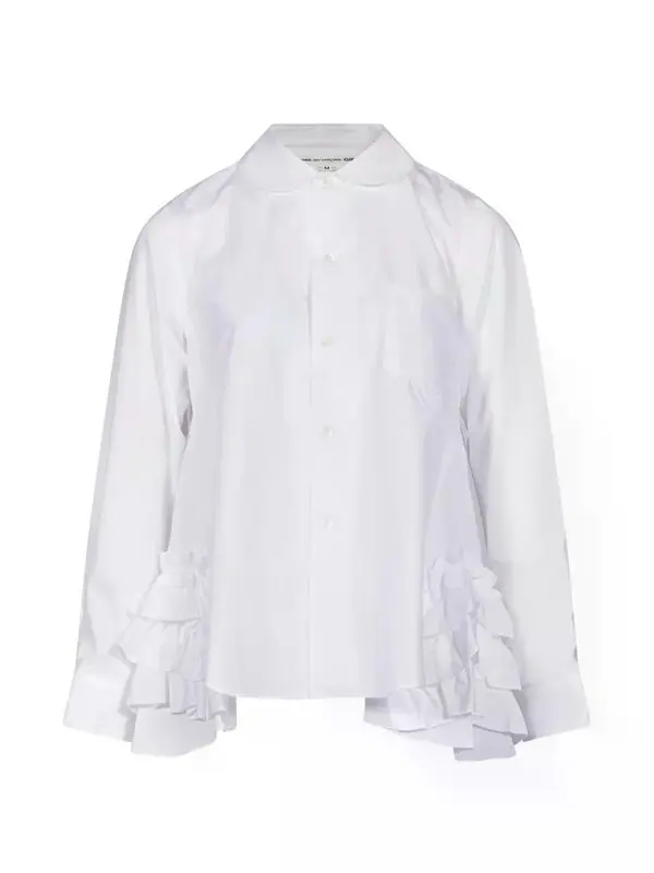 Comme Des Garçons Ruffled Peter Pan Collar Shirt - White