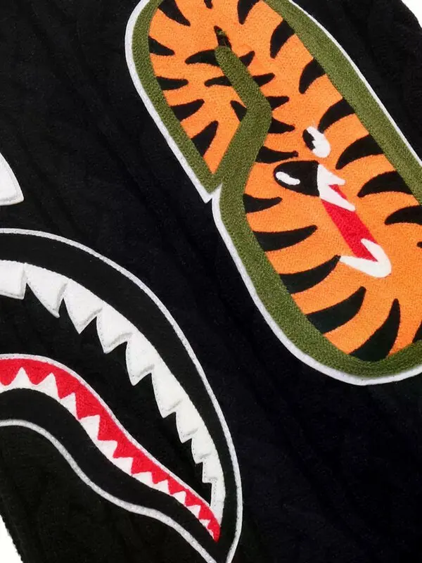 A BATHING APE Shark Cable-knit Hoodie - Black