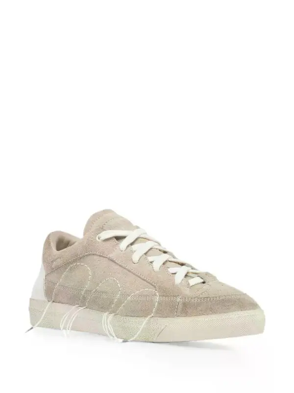SANTHA Love Cut Contrast-stitch Suede Sneakers