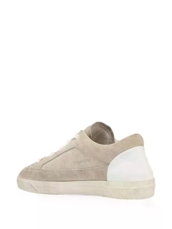 SANTHA Love Cut Contrast-stitch Suede Sneakers