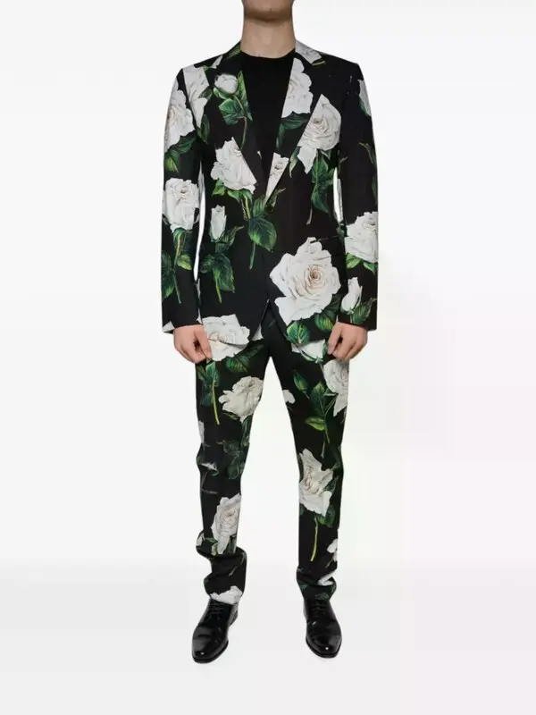 Dolce & Gabbana Rose-print Cotton Suit