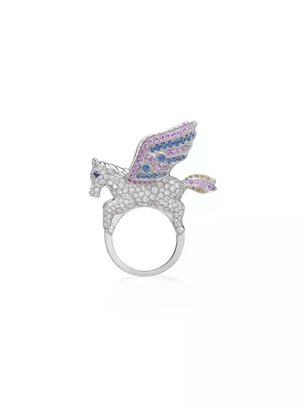 MIO HARUTAKA Pegasus Diamond And Sapphire Ring - Silver