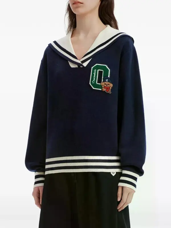 CHOCOOLATE Sailor-collar Patch-detail Sweater - Blue