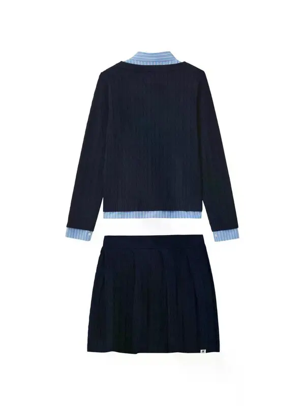 CHOCOOLATE Cable-knit Sweater And Pleated Skirt Set
